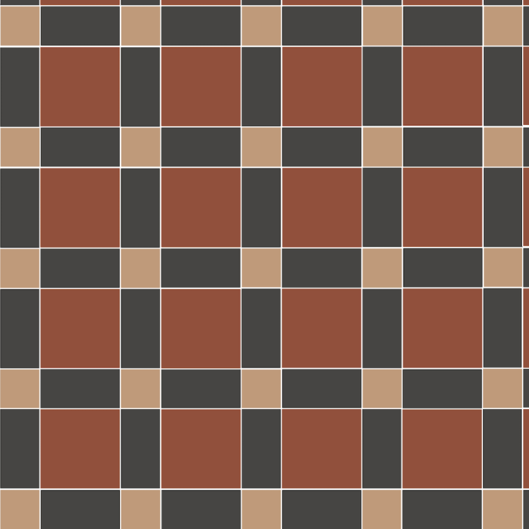 Original Style Edinburgh Buff Red and Black Victorian Floor Tiles