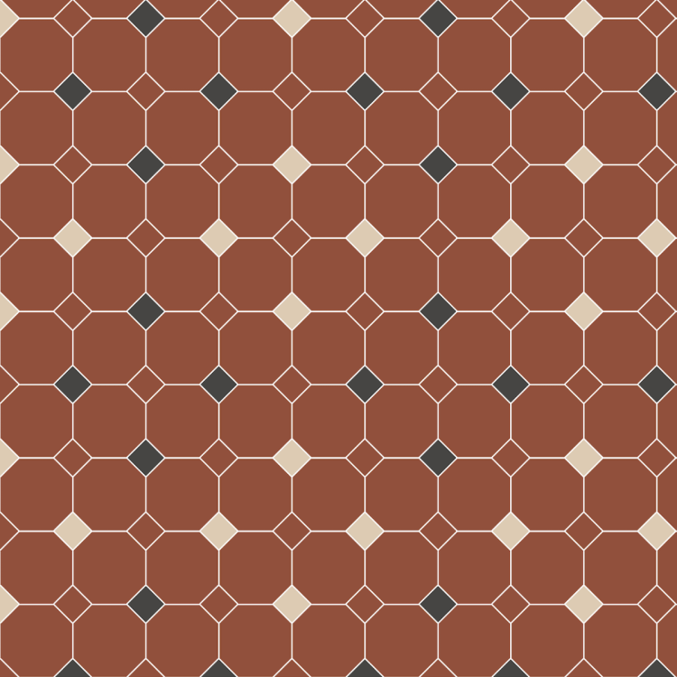 Original Style Harrogate Red Buff and Black Victorian Floor Tiles