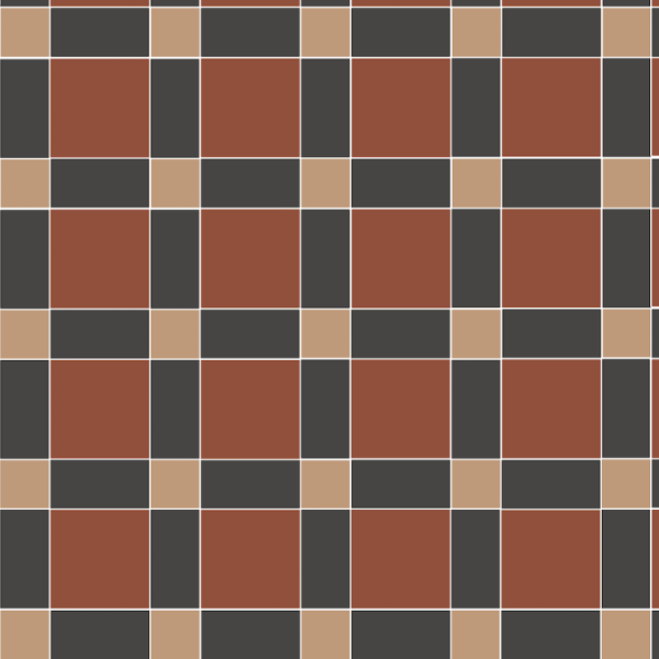 Original Style Edinburgh Buff Red and Black Victorian Floor Tiles