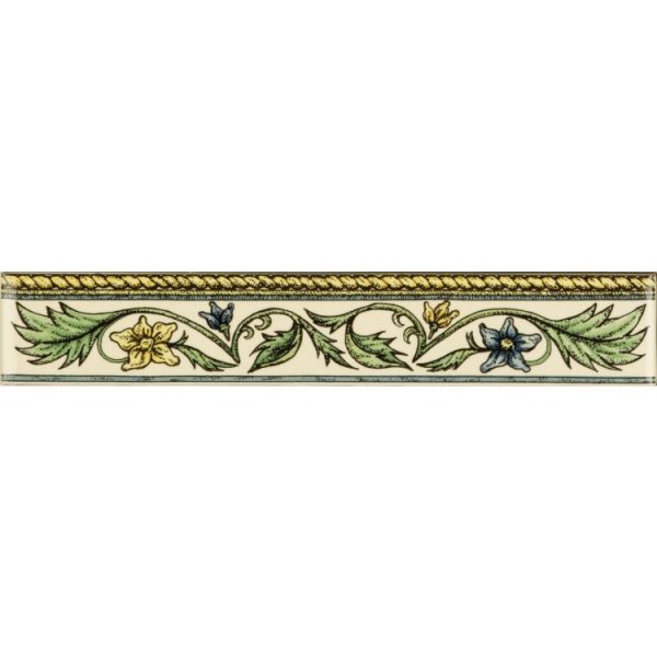 Original Style Artworks Floral Rope Blue & Yellow Border Tile